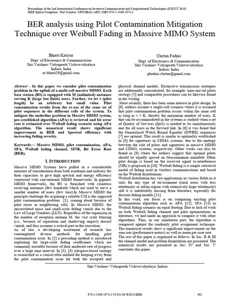 ber analysis using pilot contamination mitigation technique over