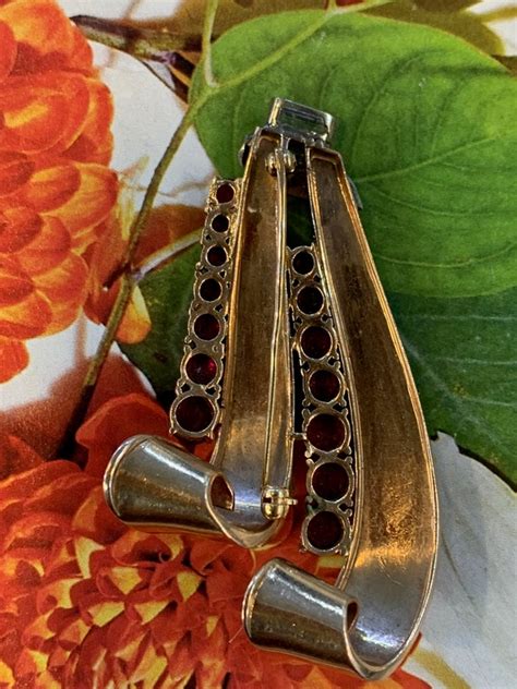 Retro Ruby Pin Ruby Ribbon Pin Gold Ribbon Brooch … Gem
