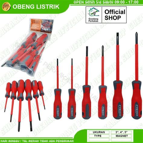 Jual Obeng Listrik Plus Minus Set Pcs Gagang Lapis Karet Freed Di