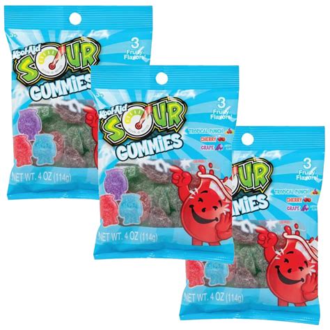 Kool Aid Sour Gummies 3 Pack American Sweets American Candy Retro
