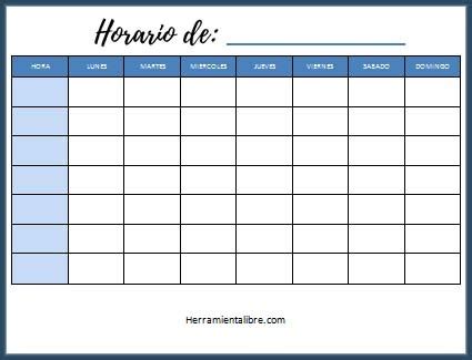 Horarios En Formatos Word Excel Y PDF
