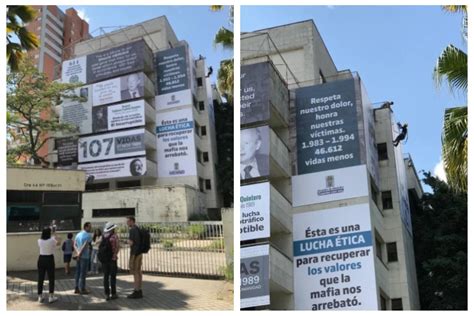 El Antiguo Edificio Mónaco De Pablo Escobar Fue Empapelado En Homenaje A Las 46612 Víctimas Del