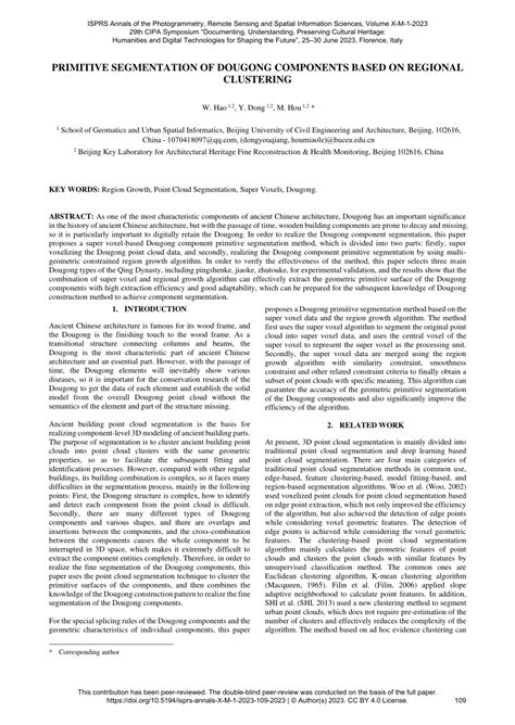 Pdf Primitive Segmentation Of Dougong Components Based On Regional Clustering