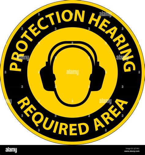 Caution Double Hearing Protection Sign On White Background Stock Vector