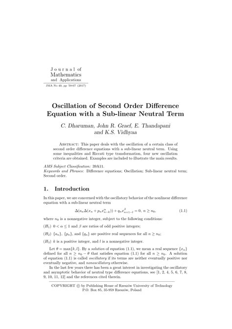 Pdf Oscillation Of Second Order Difference Equation With A Sub Linear Neutral Term