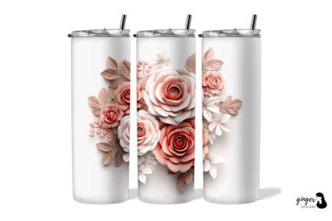 3d Roses 20oz Skinny Tumbler Graphic By Gingerdesign · Creative Fabrica