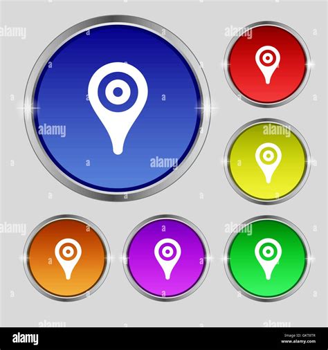 Map Pointer GPS Location Icon Sign Round Symbol On Bright Colourful