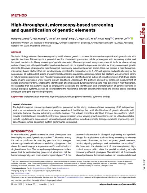 Pdf High‐throughput Microscopy‐based Screening And Quantification Of