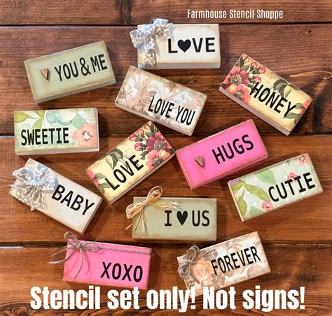 Stencil Tiny Love Stencil Set Of 12 Words Stencil Sheet 12x6