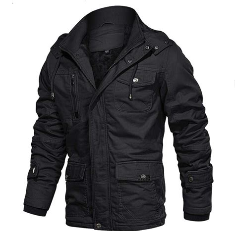 Eklentson Mens Cargo Jacket Outdoor Military Hoodies Fleece Winter Coat