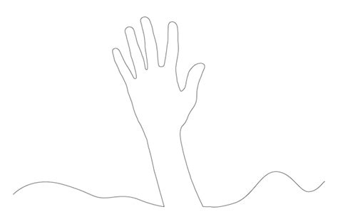 Handvector Continu één lijntekening van mensenhand Nummer vijf tellen of tonen Premium Vector