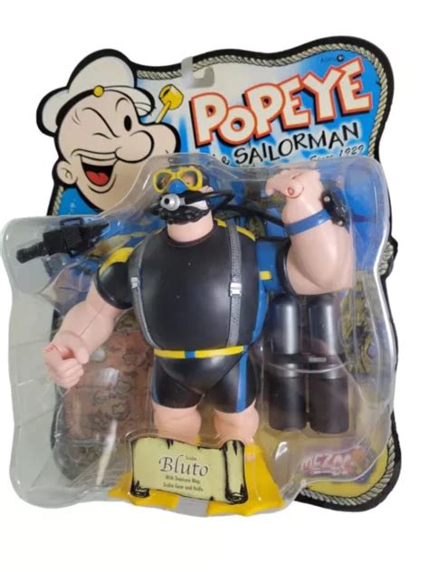 Nos Popeye Sailor Man Bluto Action Figure Scuba Gear Map Knife New