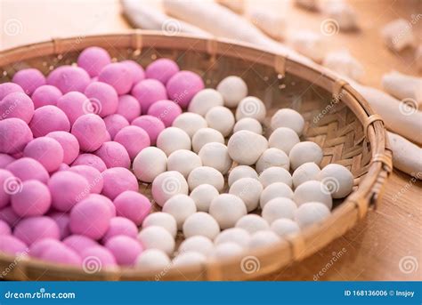 An Asia Woman Is Making Tang Yuan Yuan Xiao Chinese Traditional Food