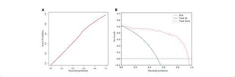 Calibration Curves And Decision Curve Analysis Dca Of The Nomogram