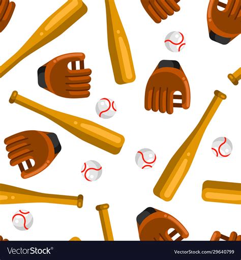 Seamless Pattern With Baseball Gloves Balls And Vector Image