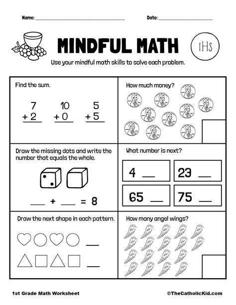 Best 12 1st Grade Mental Math Review Worksheet Catholic