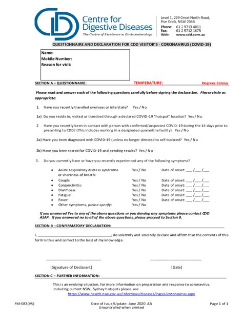 Fillable Online Questionnaire And Declaration For Cdd Fax Email Print Pdffiller