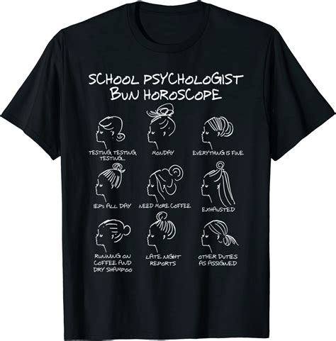 School Psychologist Job Pride Messy Bun Horoscope Lover 2022 Shirt