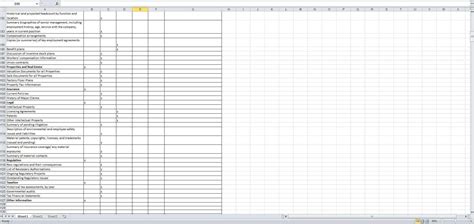 Due Diligence Excel Checklist