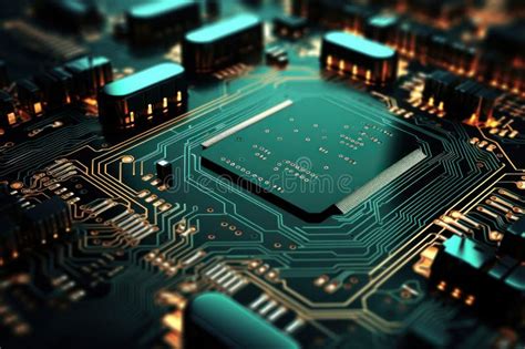 A Powerful Computer Processor Or Chip On A Motherboard Modern Technologies Stock Illustration