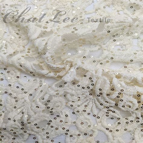 Cotton Poly Elegant Lace With Irregular Sequin Fabric For Women Skirt Dress Party Wedding