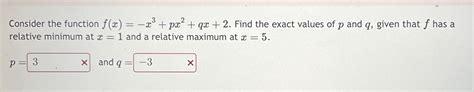 Solved Consider The Function Fx X3px2qx2 ﻿find The