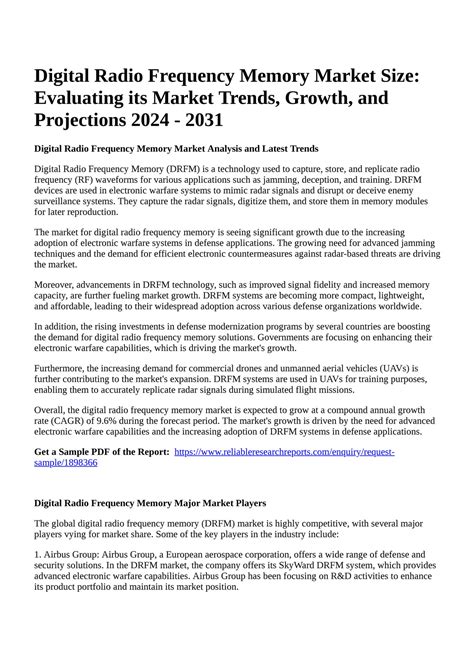 Reportprime Digital Radio Frequency Memory Market Size Evaluating