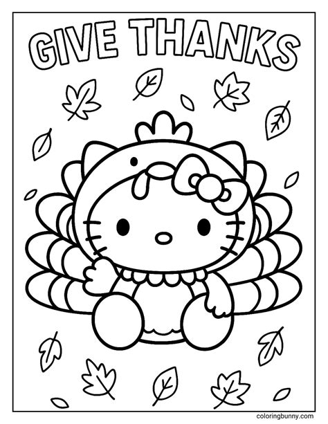 Hello Kitty Turkey Coloring Pages 2025