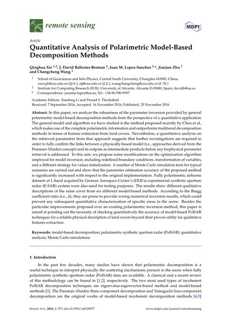 Pdf Quantitative Analysis Of Polarimetric Model Based Decomposition