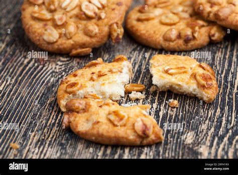 Round Cookies With Roasted Peanuts A Delicious Dessert Of Cookies And Nuts Stock Photo Alamy