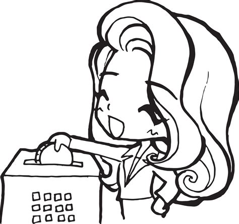 Office Girl Cartoon Doodle Kawaii Anime Coloring Page Cute Illustration