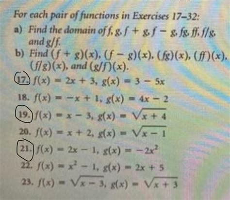 Solved For Each Pair Of Functions In Exercises A Chegg