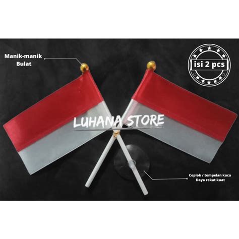 Jual Bendera Tempel Kaca Mobil Bendera Silang Merah Putih
