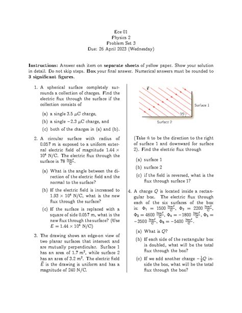 Ece 01 Problem Set 4 Prob Set Ece 01 Physics 2 Problem Set 3 Due