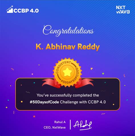 🎉 50 days of coding challenge completed k abhinav reddy