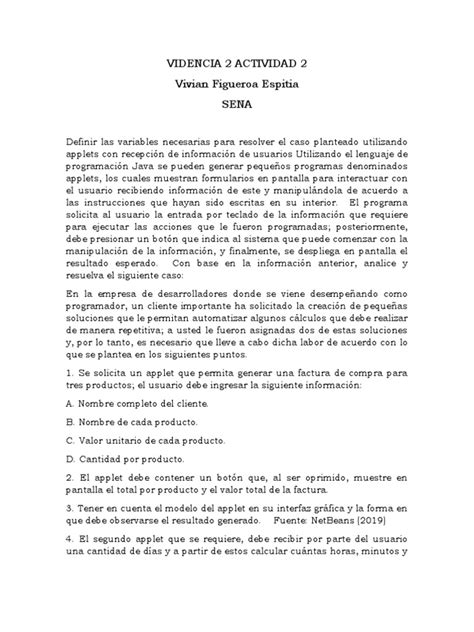 Evidencia 2 Actividad 2 Pdf Programa De Computadora Programación