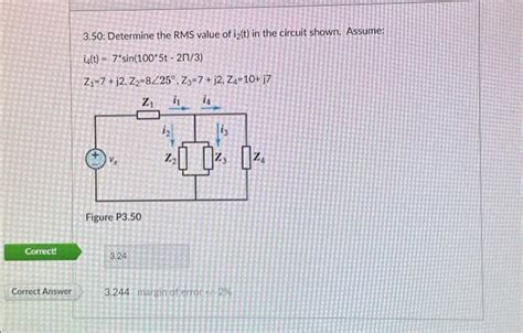 Solved 350 Determine The Rms Value Of I2t In The Circuit
