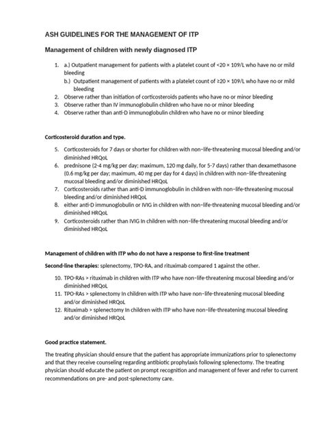 Ash Guidelines For The Management Of Itp Pdf