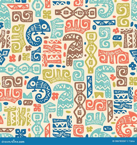 Vintage Aloha Tiki Seamless Pattern Cute Illustrations Great For