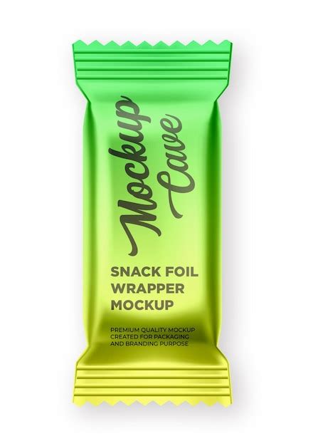 Premium Psd Green Package That Says Snack Wrapper Mockup