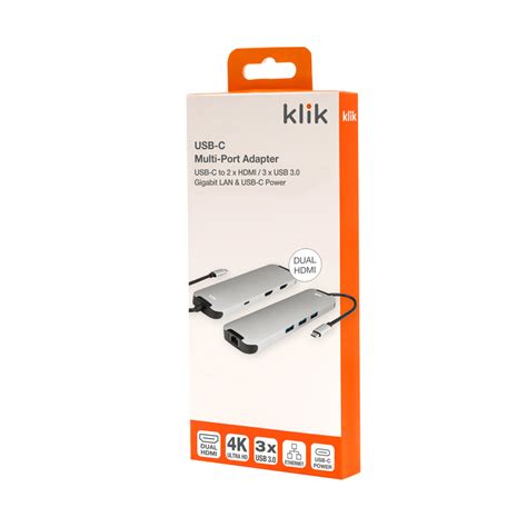 Klik Usb C Portable Dual Hdmi Multi Port Adapter Techxpress