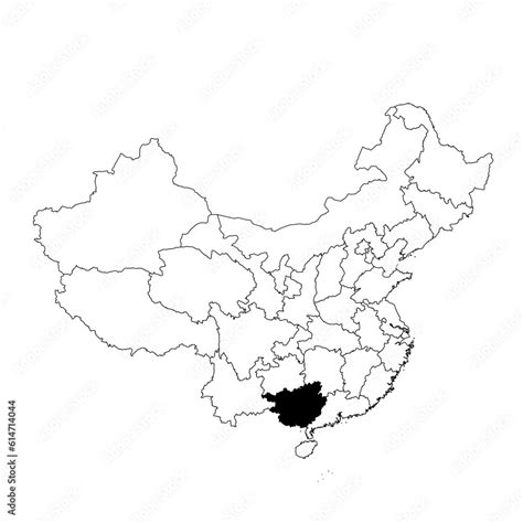 Vector Map Of The Province Of Guangxi Highlighted Highlighted In Black