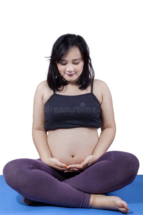 Pregnant Woman Practicing Yoga Stock Image Image Of Exercise Chinese