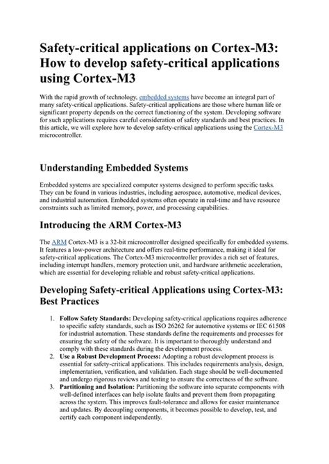 Ppt Safety Critical Applications On Cortex M3 How To Develop Safety Critical Applications