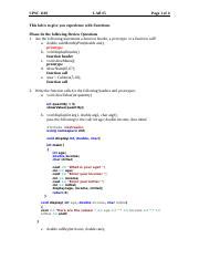 Lab Doc Cpsc Lab Page Of This Lab Is To Give You Experience With Functions