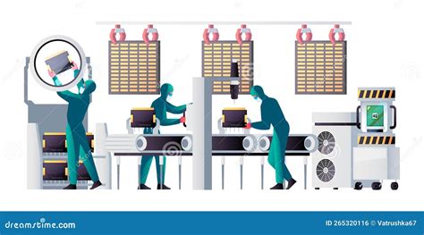 Semiconductor Manufacturing Process Circuits Boards Components Production With Assembly Line