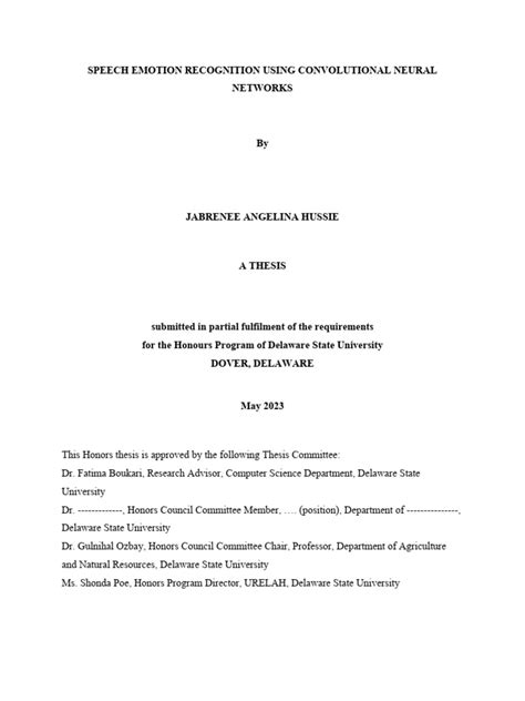 Jabrenee Hussie Honors Thesis Pdf Emotions Artificial Intelligence