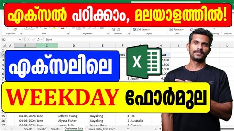 Weekday And Weeknum Functions In Excel Malayalam Tutorial Youtube