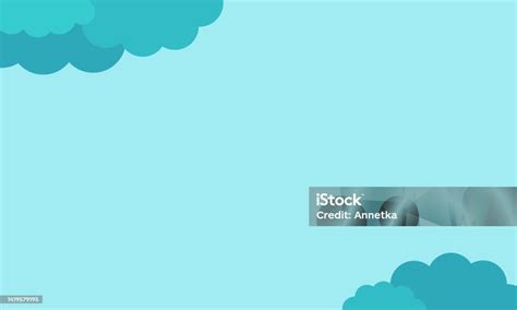 프레임의 상단과 하단에 푸른 하늘과 구름이있는 간단한 수평 배경 벡터 일러스트레이션 인쇄 가능한 배경으로 사용하고 텍스트를 배치