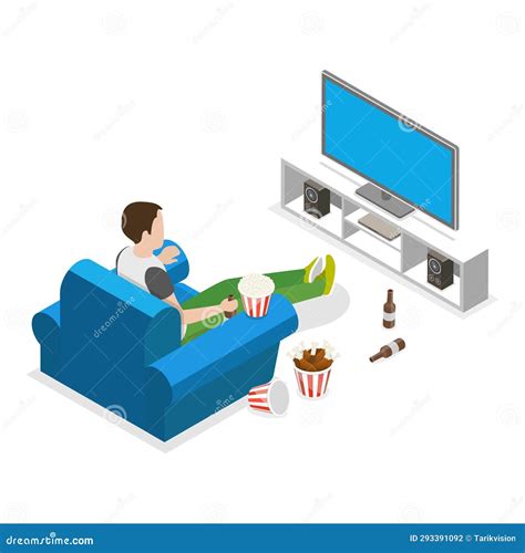 Isometric Sedentary Life Composition Vector Illustration